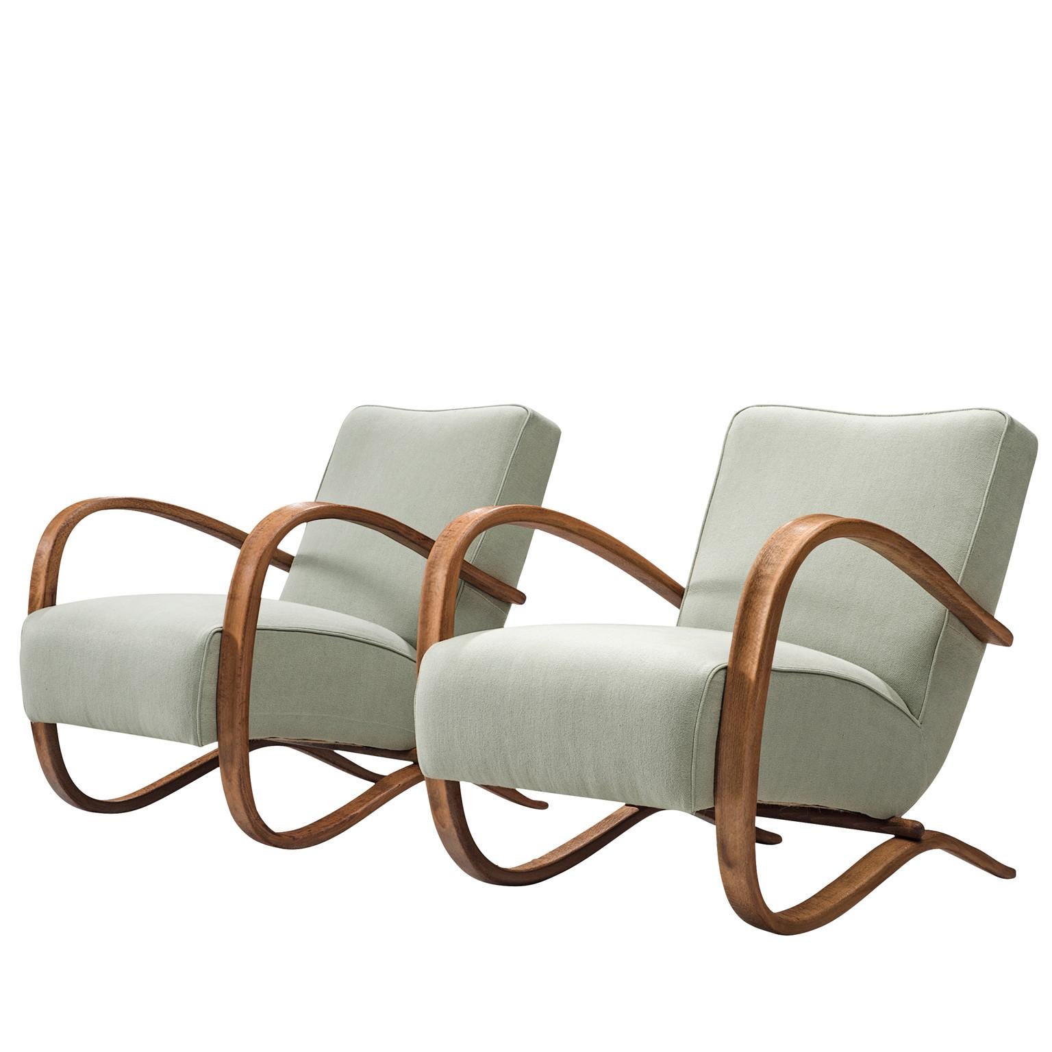 Jindrich Halabala Lounge Chairs in Mint Green Upholstery For Sale at ...