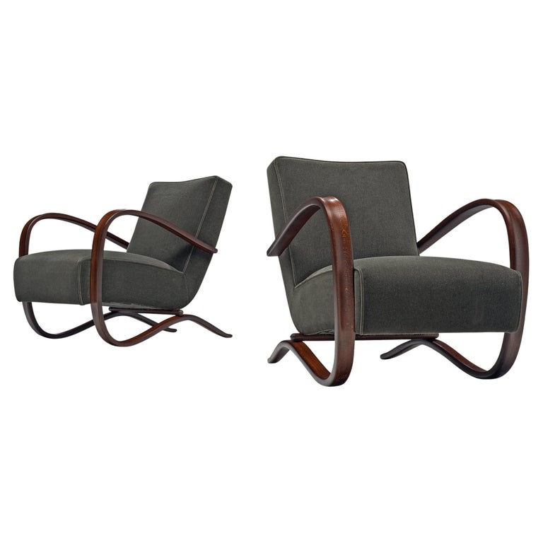 Jindrich Halabala Lounge Chairs in Teddy Mohair For Sale at 1stDibs
