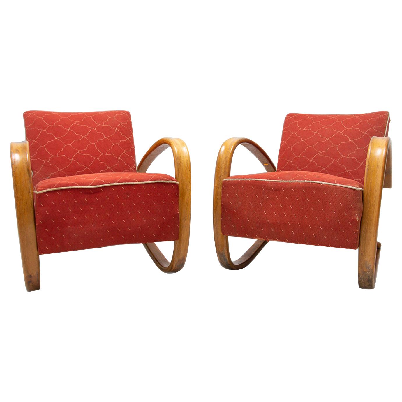 Pair of 1930s Jindrich Halabala H-269 Bentwood Armchairs by Thonet For ...