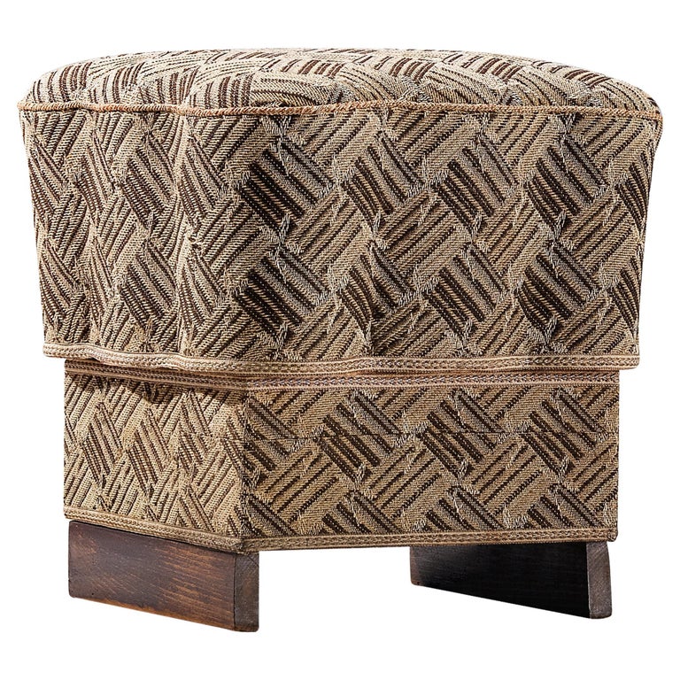 Jindrich Halabala Stool in Decorative Upholstery For Sale at 1stDibs