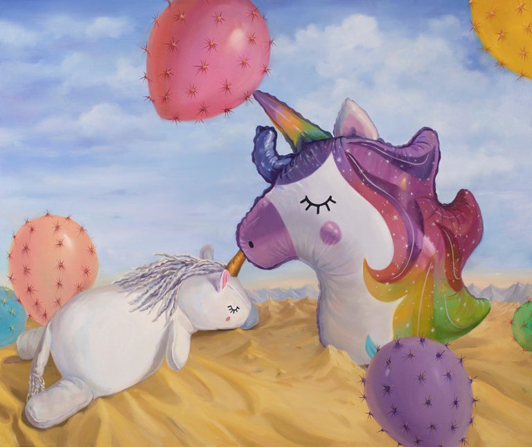 Jingyi Wang - Oil Painting, Unicorn, Dream, Surrealist, Jingyi Wang, Sweet Dreams For Sale at ...