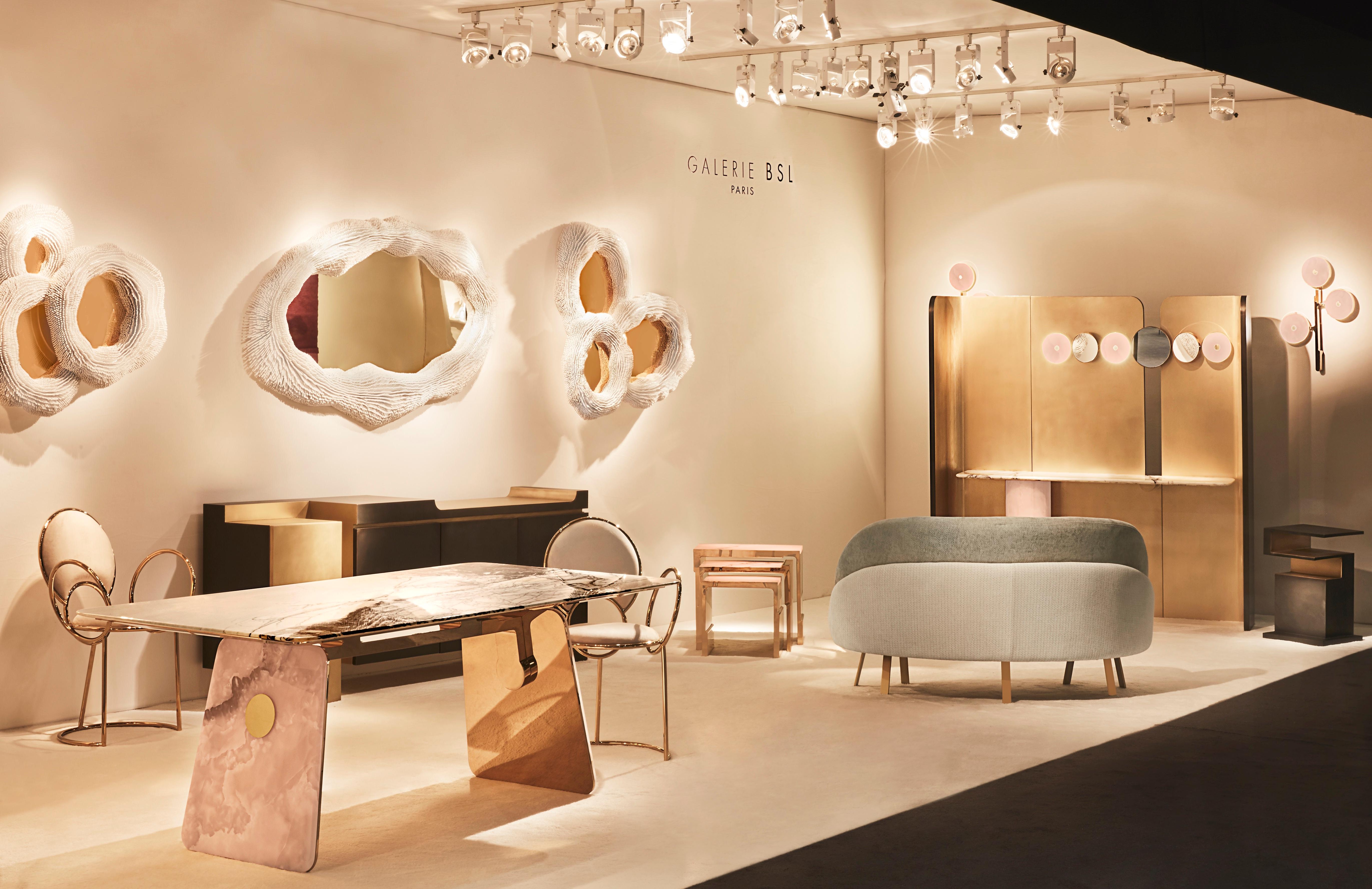 'Jintang' Installation, Screen, Wall Light, Console with pink jade foot ...