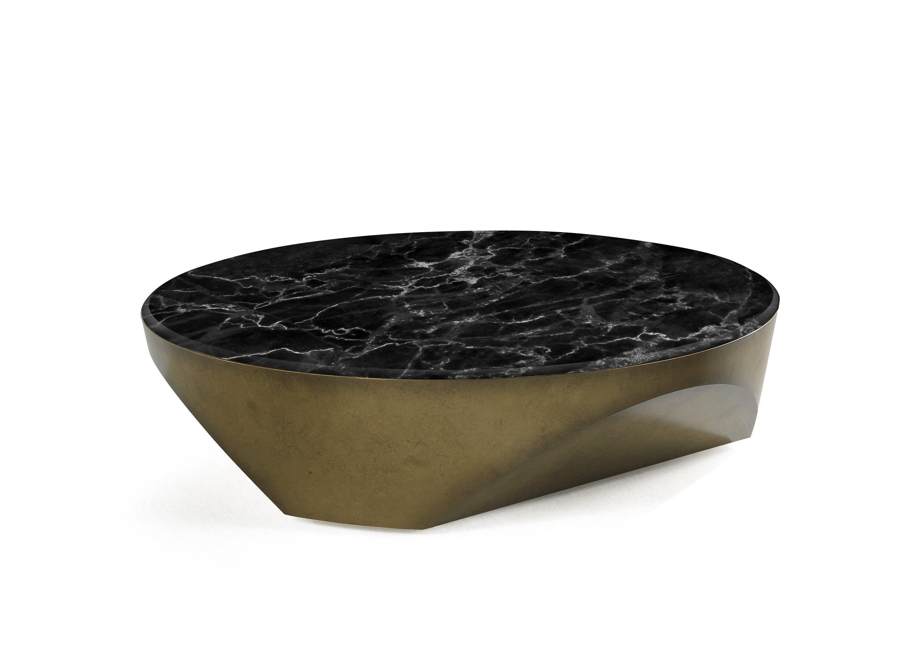 Dark Bronze Table with Marquina Marble Top by Fakasaka Design For Sale ...