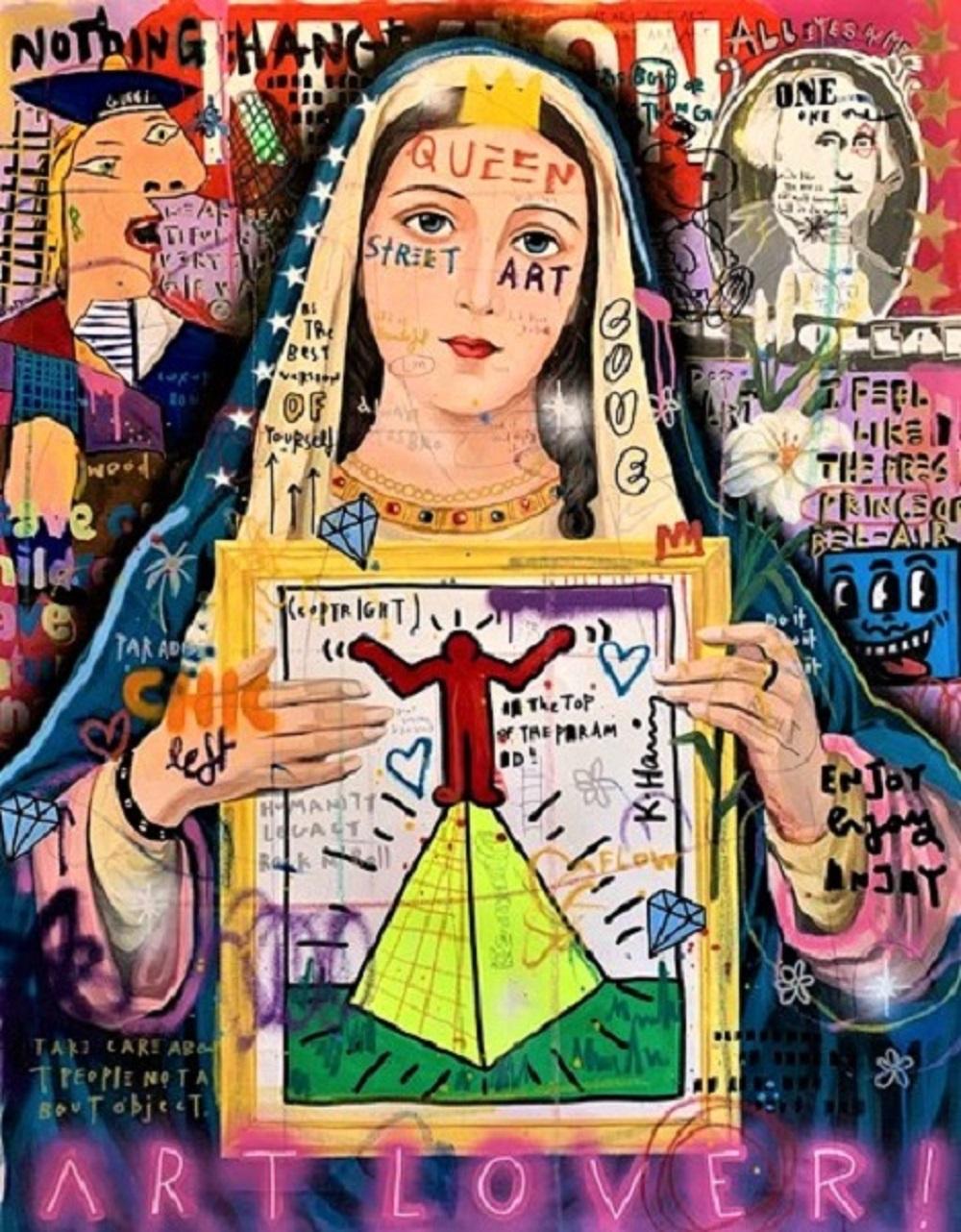 Jisbar - Mary Harings, acrylic paint, street art style, 4'3'', unique ...