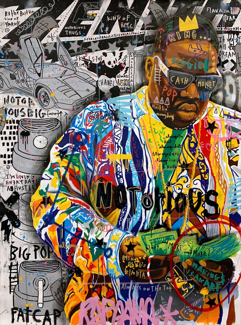 Jisbar - Notorious B.I.G., acrylic on canvas, 2021, street art style, 4 ...