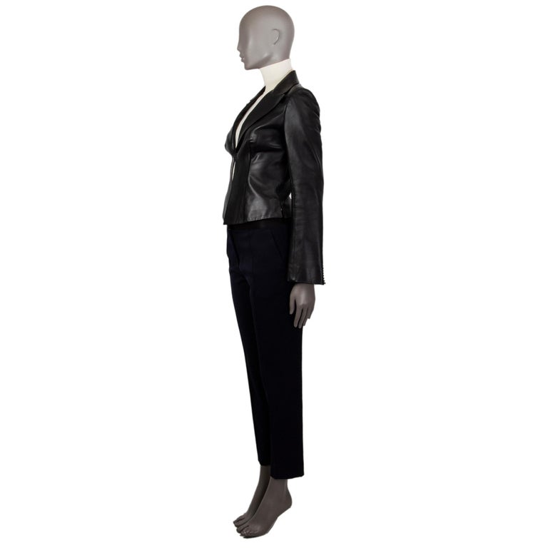 JITROIS black leather SLIT-SLEEVE CROPPED Blazer Jacket 38 S For Sale ...