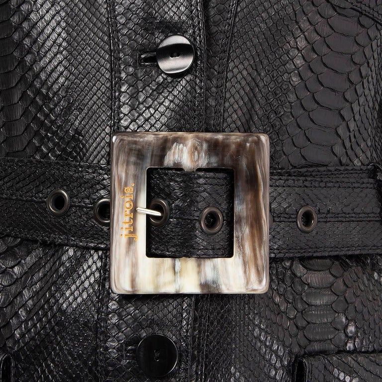 JITROIS black PYTHON BELTED Coat Jacket 38 S For Sale at 1stDibs