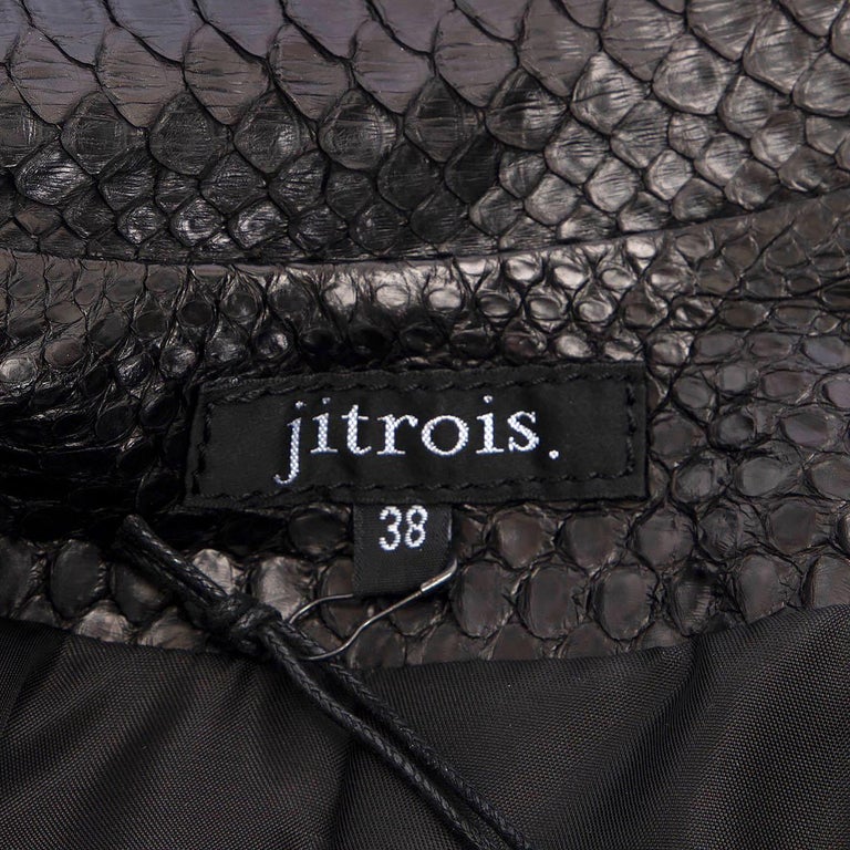 JITROIS black PYTHON BELTED Coat Jacket 38 S For Sale at 1stDibs