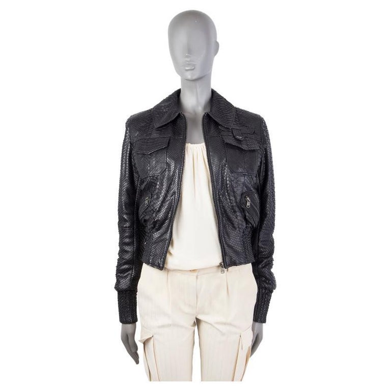 JITROIS black PYTHON BOMBER Jacket 38 S For Sale at 1stDibs