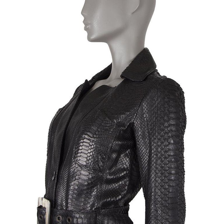 JITROIS black PYTHON SNAKESKIN Leather Trench Coat Sz. F 38 / S at ...