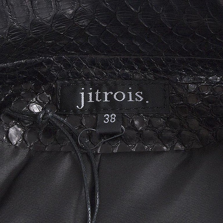 JITROIS black PYTHON SNAKESKIN Leather Trench Coat Sz. F 38 / S at ...