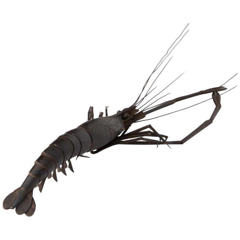 Jizai Okimono, a Russet-Iron Articulated Figure of a Fresh-Water Prawn ...