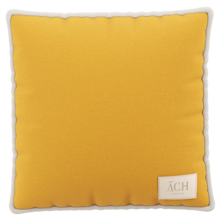 JJacquard Yellow Nata, Yellow&White Modern Cushion Double Side Textured ...