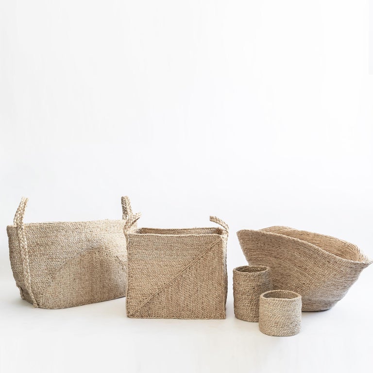 J'Jute Handmade Jute Basket Medium, Natural For Sale at 1stDibs