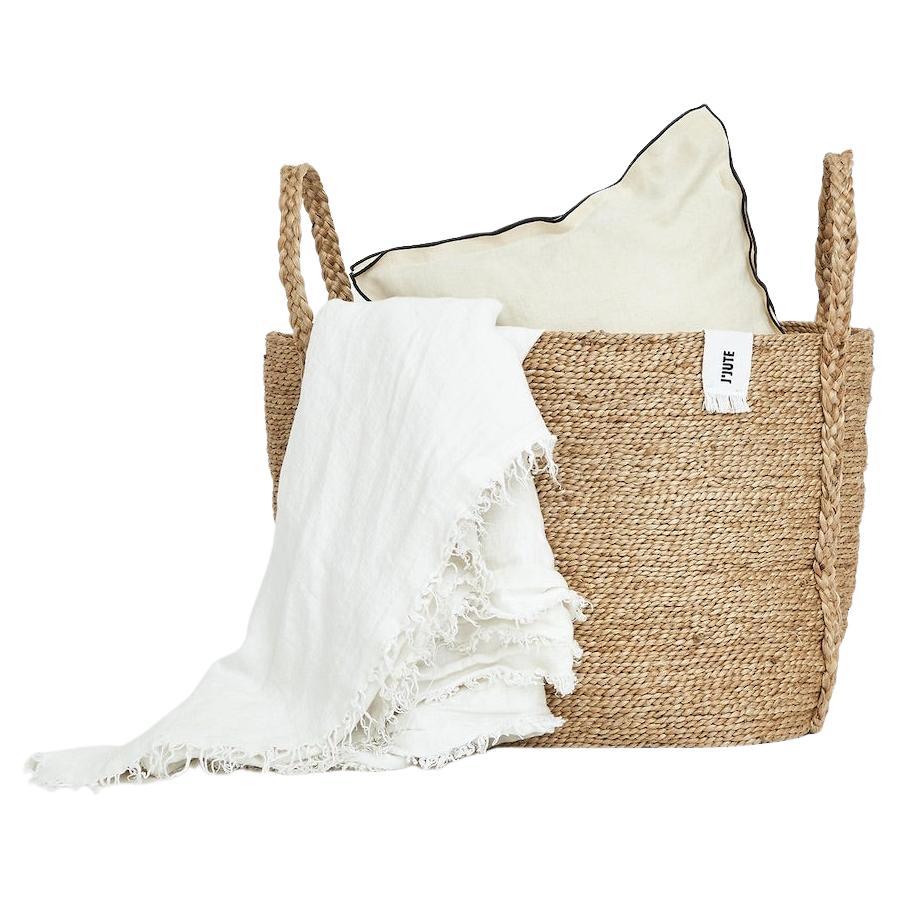 Jute Basket with wave handle For Sale at 1stDibs