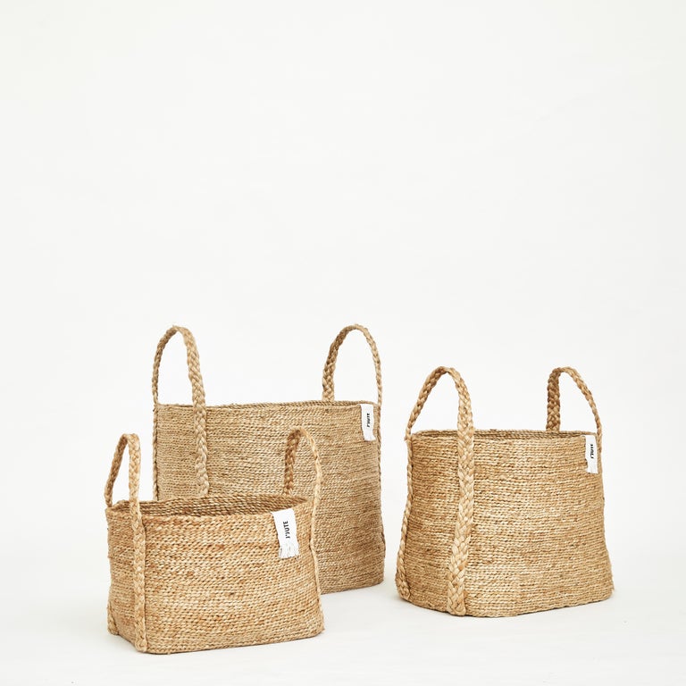 Handmade Jute Basket Small, Natural by J'Jute For Sale at 1stDibs