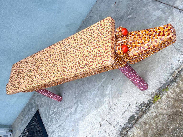 J.L. Nipper Style Outsider Folk Art Painted Alligator Bench/Sculpture ...