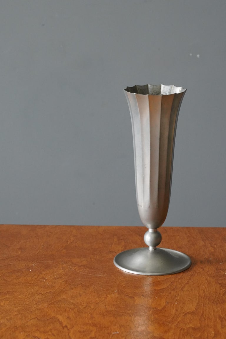 JLH Gjutet, Fluted Vase, Pewter, Sweden, 1930s For Sale at 1stDibs