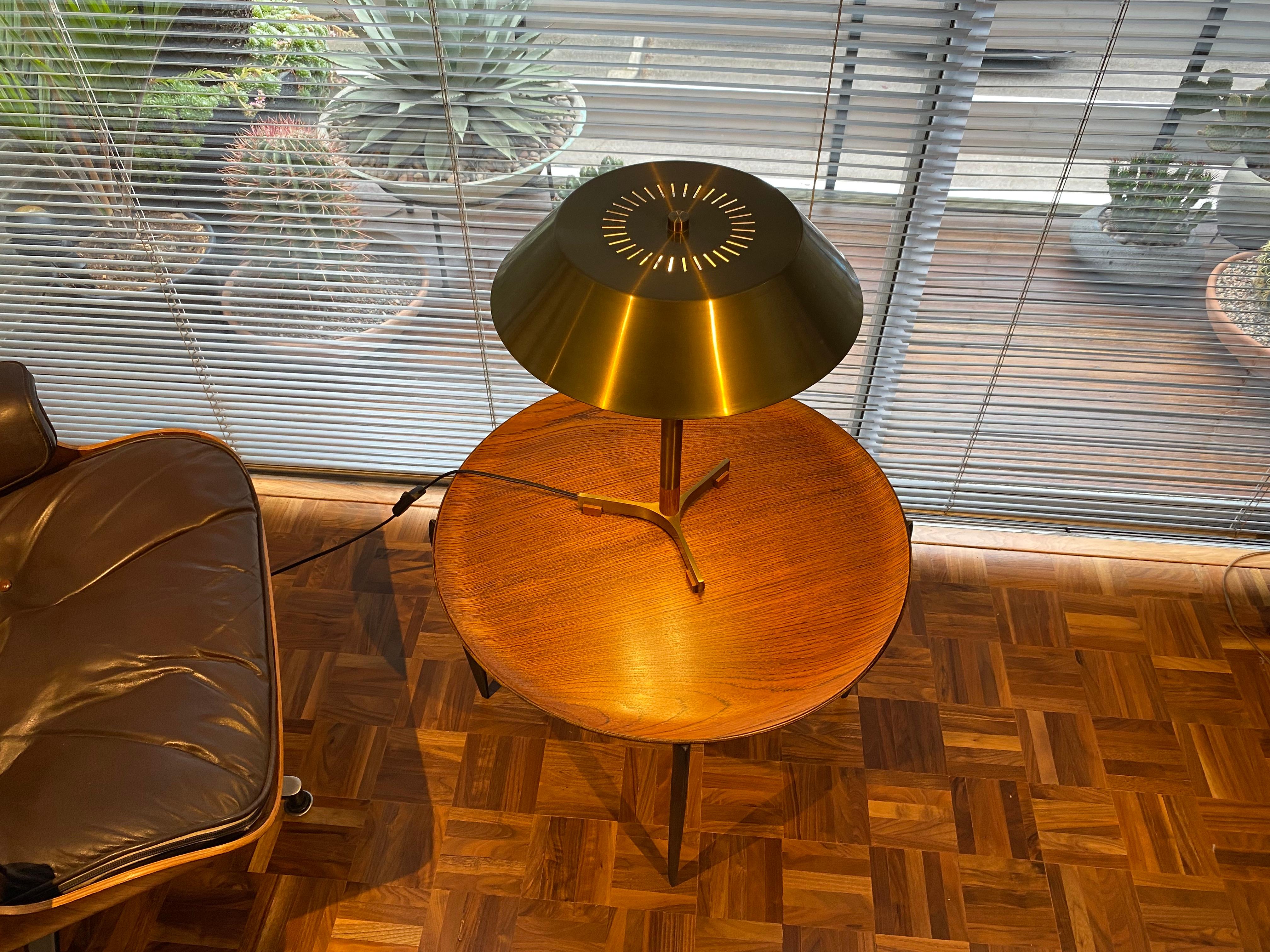 Jo Hammerborg Brass and Teak Table Lamp For Fog and Mørup, Denmark For ...
