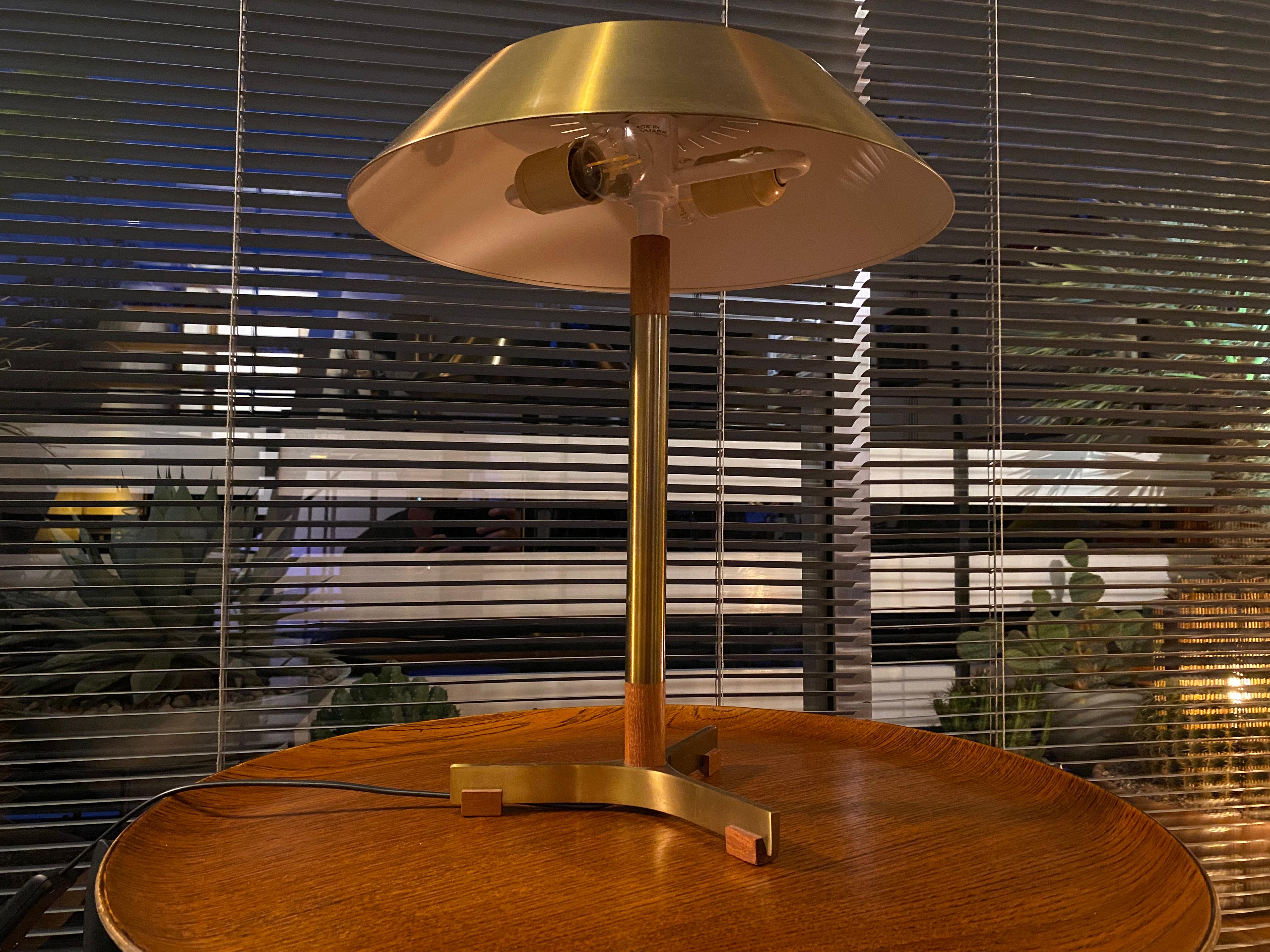Jo Hammerborg Brass and Teak Table Lamp For Fog and Mørup, Denmark For ...