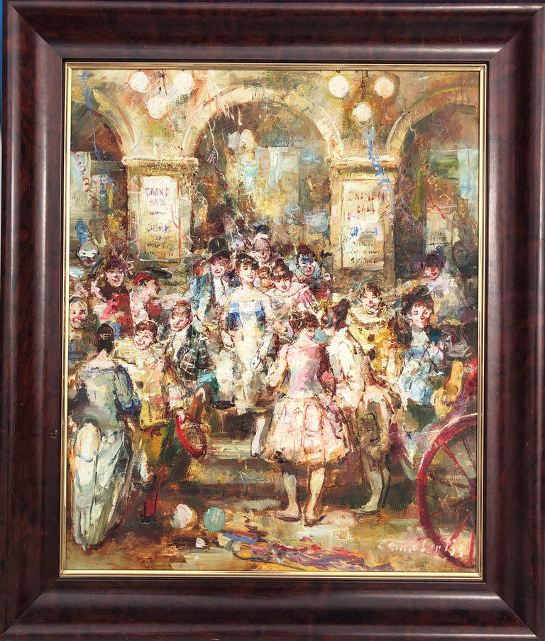 Joan Camo Sentis - Carnival masked ball masquerade oil on canvas ...