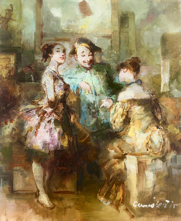 Joan Camo Sentis - Personnes en vtements d'poque huile sur toile ...