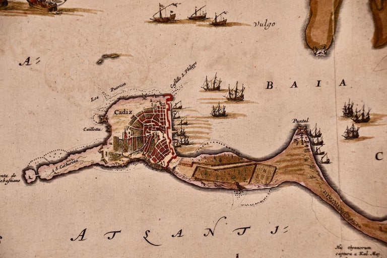 Joan (Johannes) Blaeu - Cadiz Island: A Framed 17th Century Hand ...