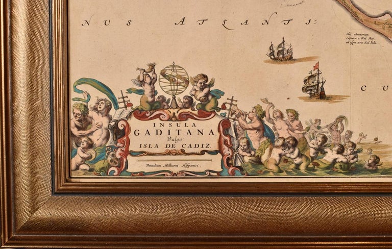 Joan (Johannes) Blaeu - Cadiz Island: A Framed 17th Century Hand ...