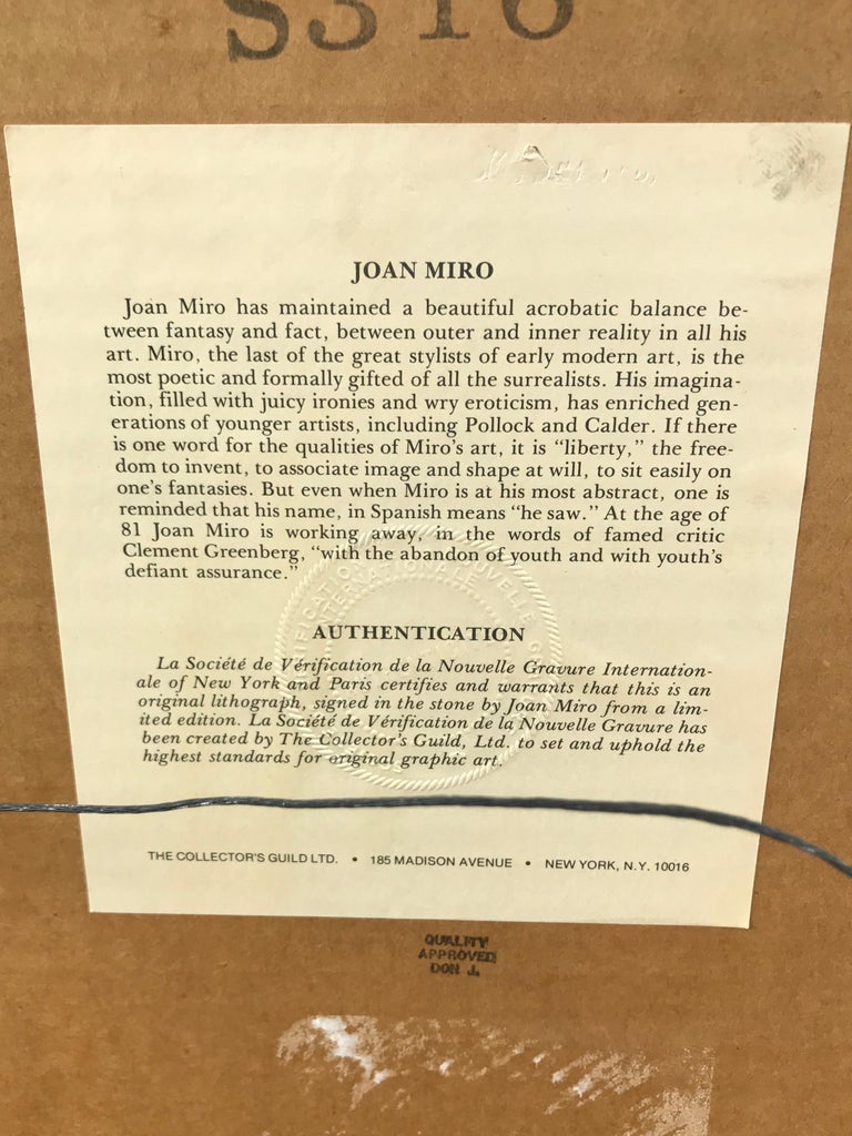 Joan Miró “Le Chanteur, ou Le Poisson Chantant” Framed Lithograph ...