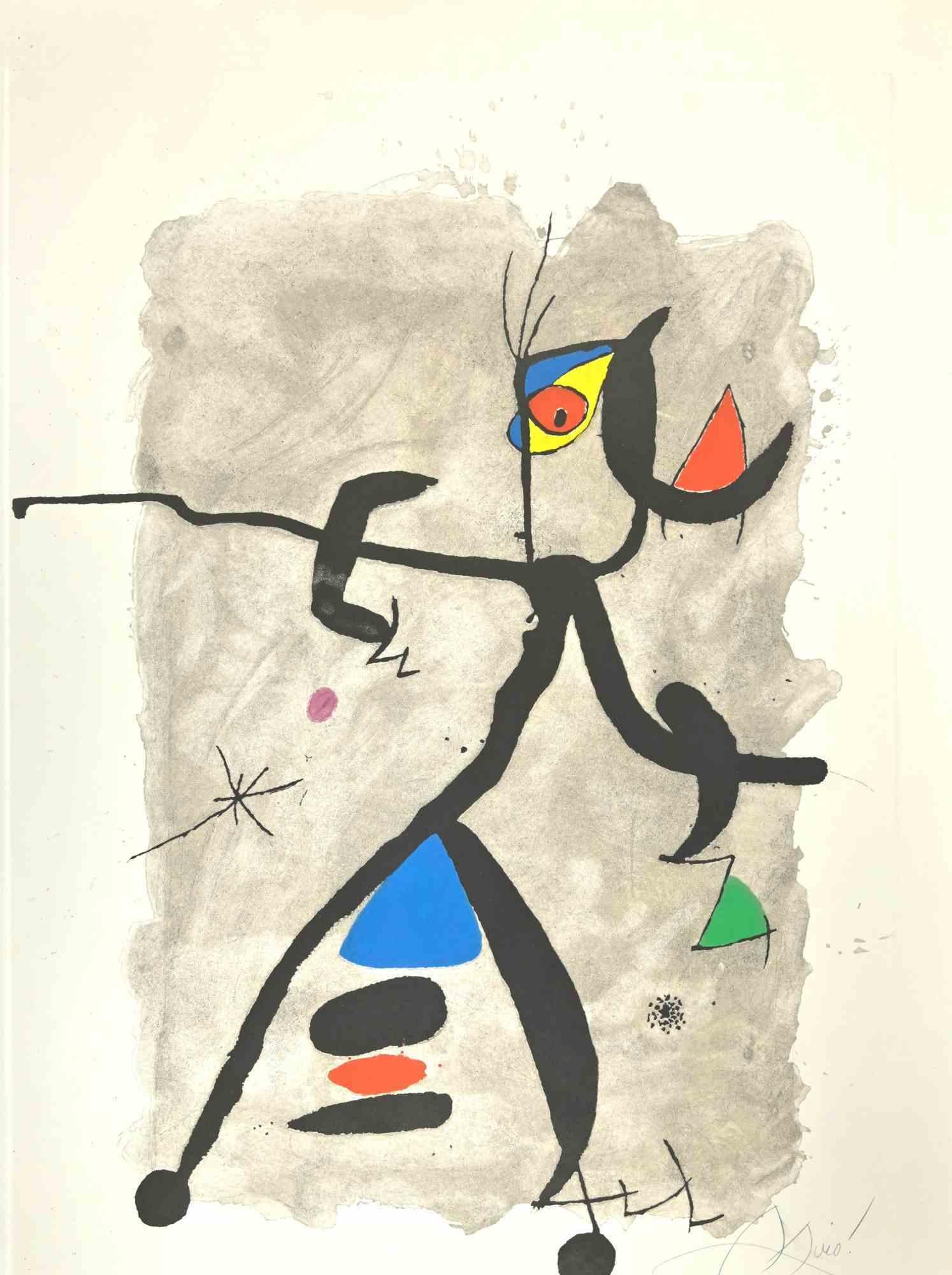 Vintage French Femme, Oiseau, Etoile 1966 Jean Miro Mid-Century ...