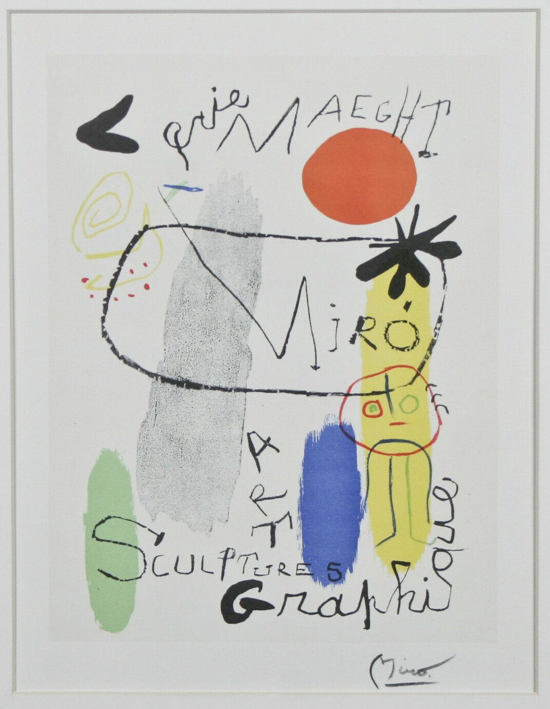 Joan Miró - Joan Miro Signed Lithograph 10"x7 1/2" "Figure with Reddish ...