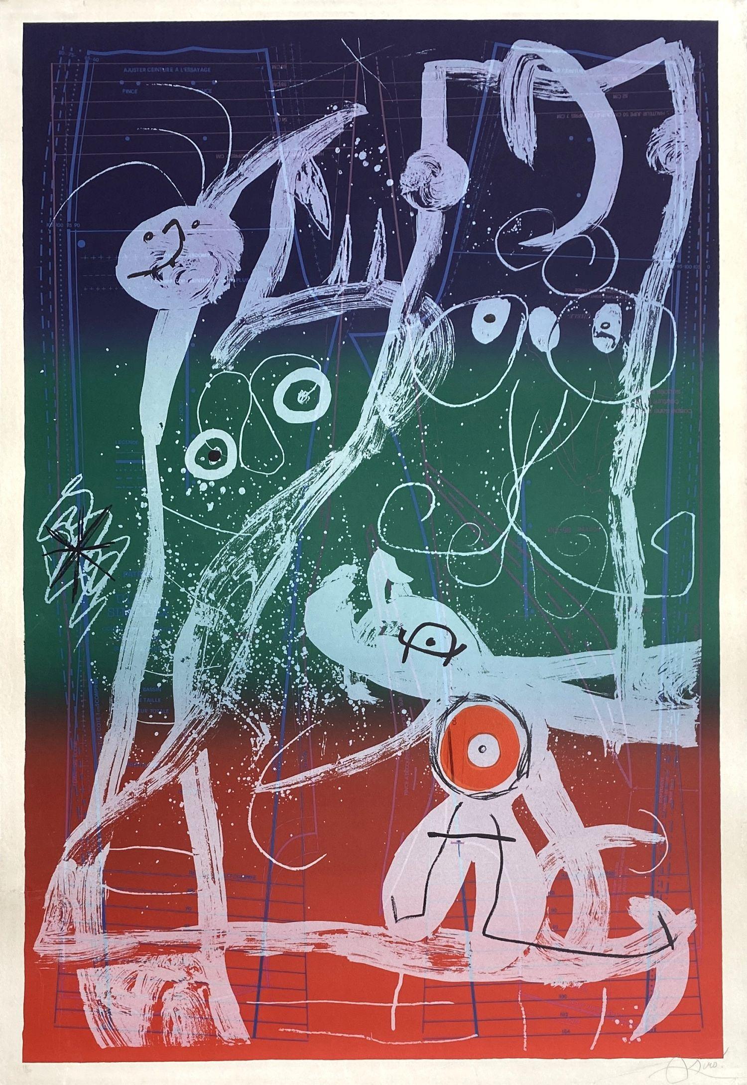 Joan Miró - Abstract Composition - Green Figure - Lithograph Signed For ...