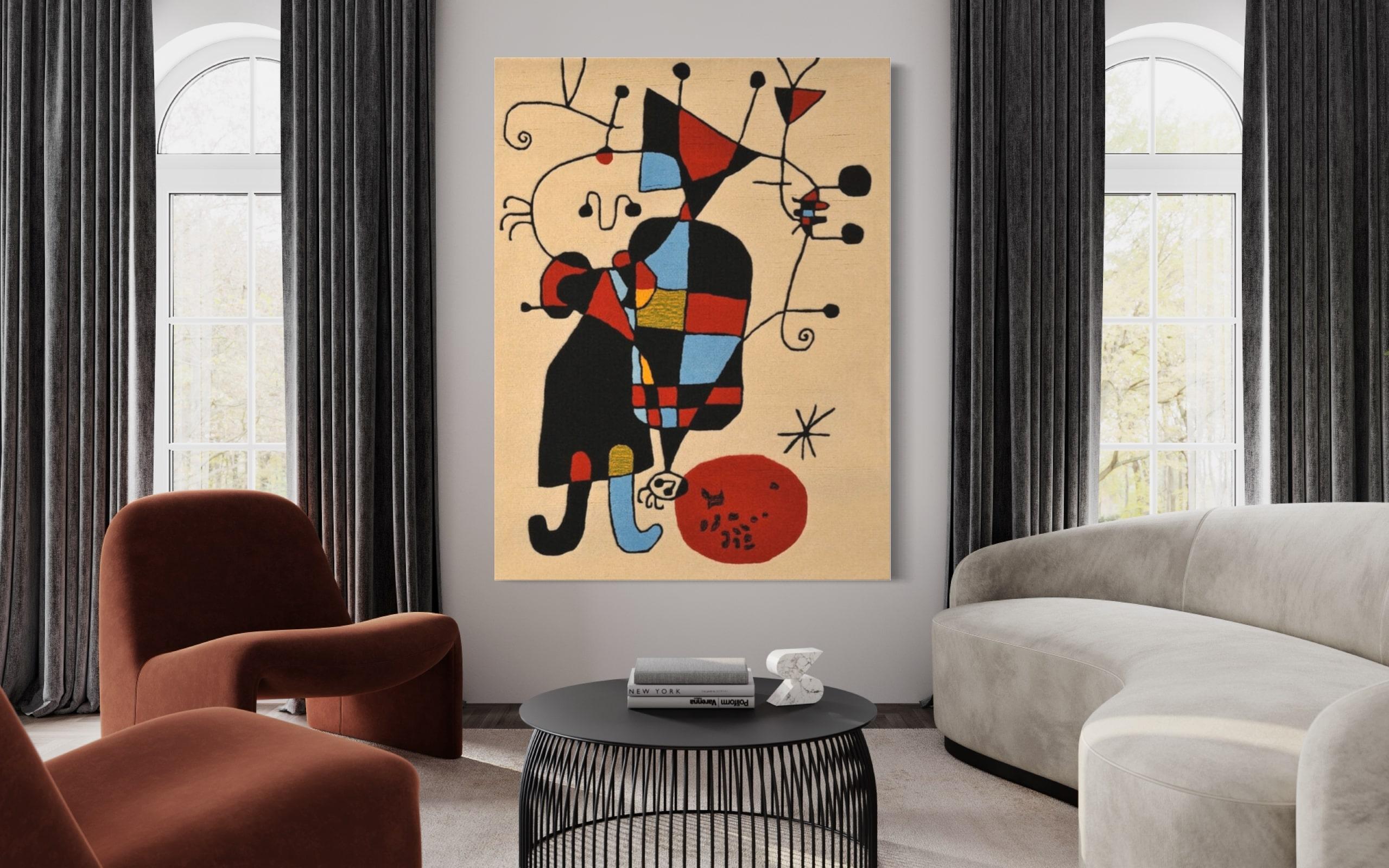 Personnages et Chien devant le Soleil, Joan Miró, 1949, Tapestry ...