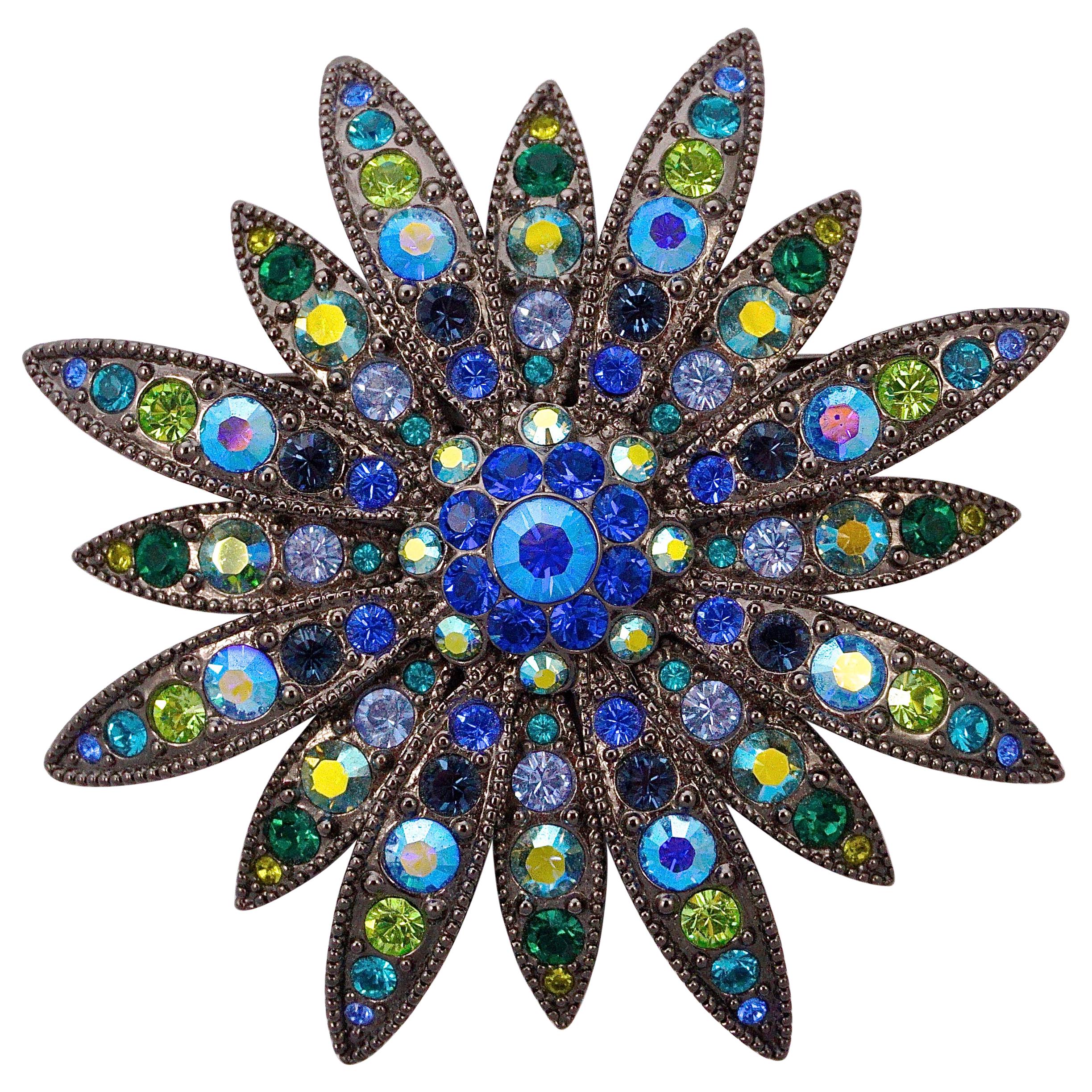 Joan Rivers Blue Green Aurora Borealis Brooch Crystallized with ...