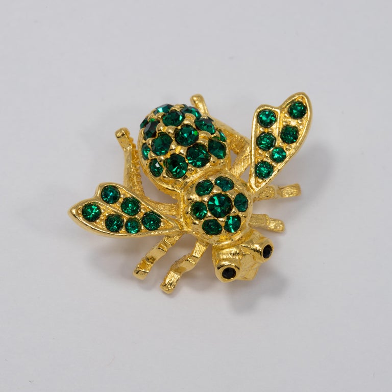 Joan Rivers Green Crystal Bee Wasp Pin Brooch in Gold, Classics ...