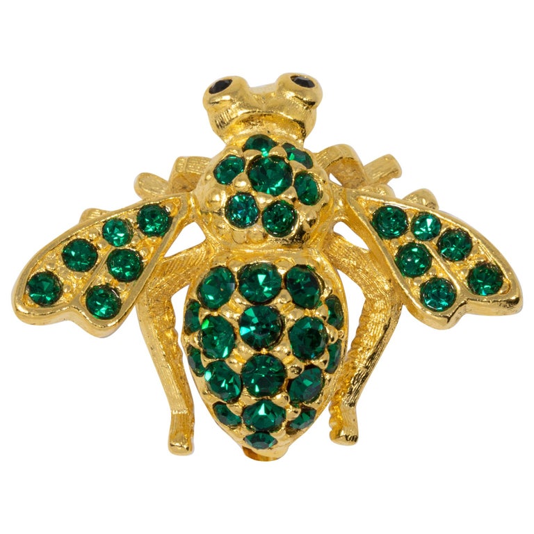 Joan Rivers Green Crystal Bee Wasp Pin Brooch in Gold, Classics ...