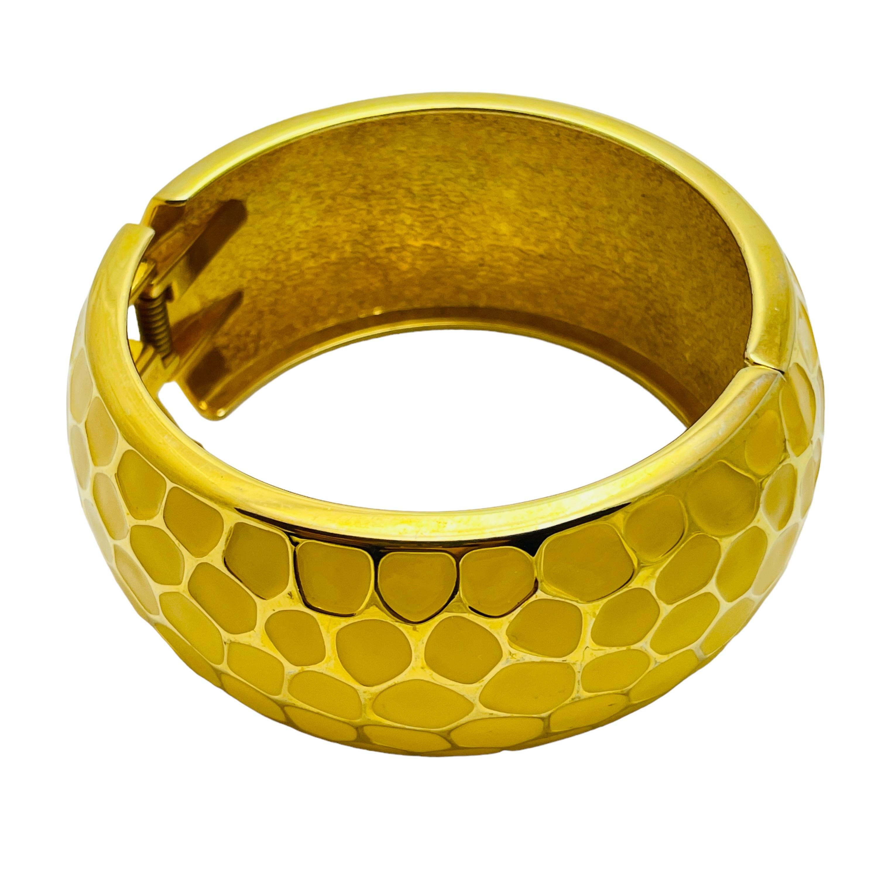 JOAN RIVERS signed gold yellow enamel bangle bracelet For Sale at 1stDibs