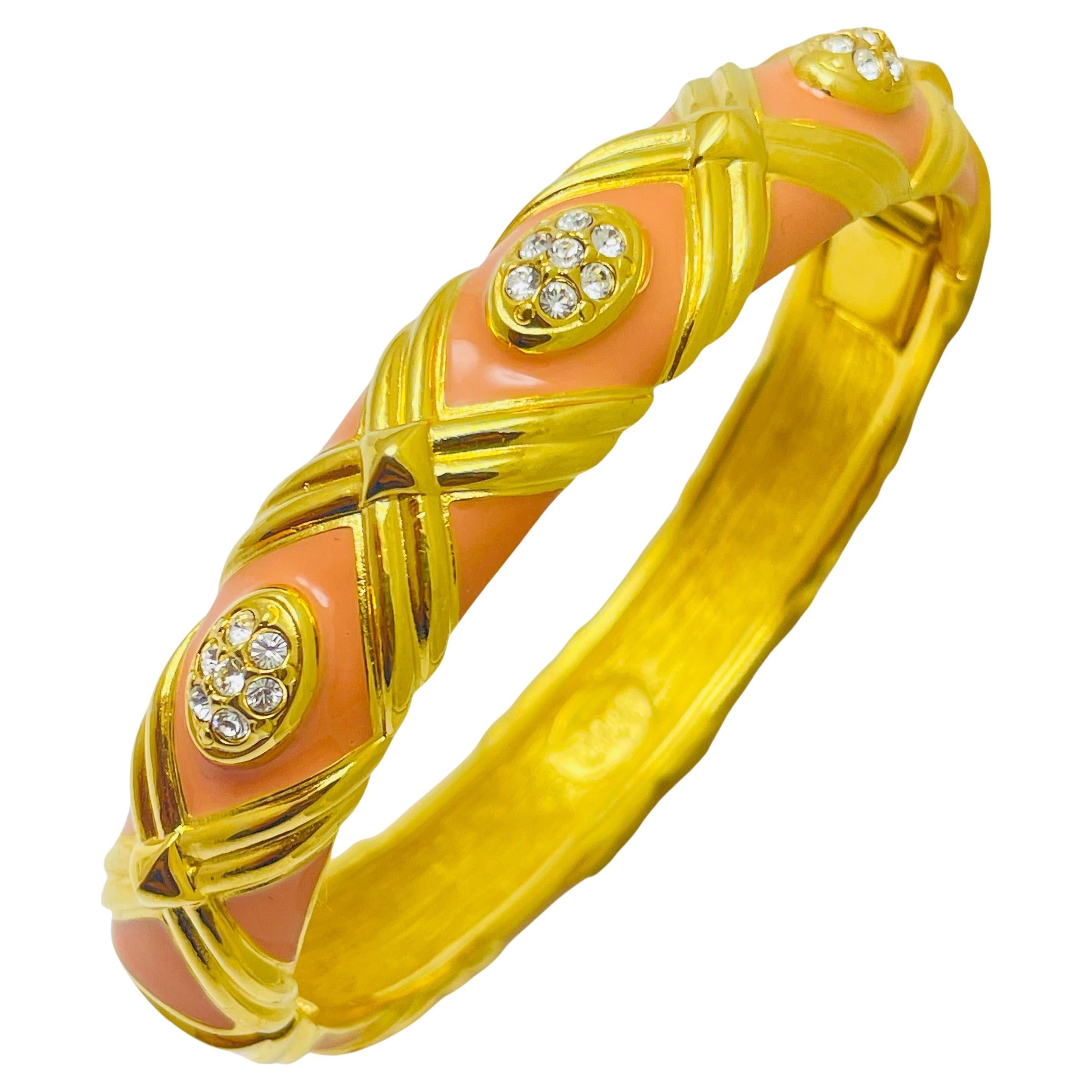 JOAN RIVERS signed vintage gold tone enamel rhinestone designer runway ...