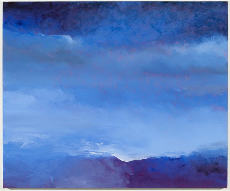 Joan Vennum - Square sky blue abstract oil painting on canvas For Sale ...
