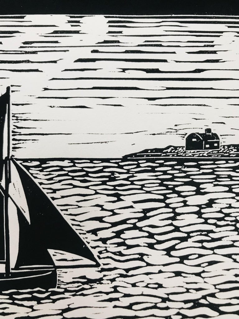 Joanna Padfield - Sailing at Blakeney Point, Contemporary Linocut ...
