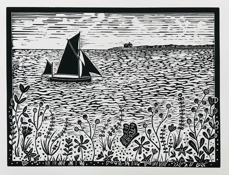 Joanna Padfield - Sailing at Blakeney Point, Contemporary Linocut ...