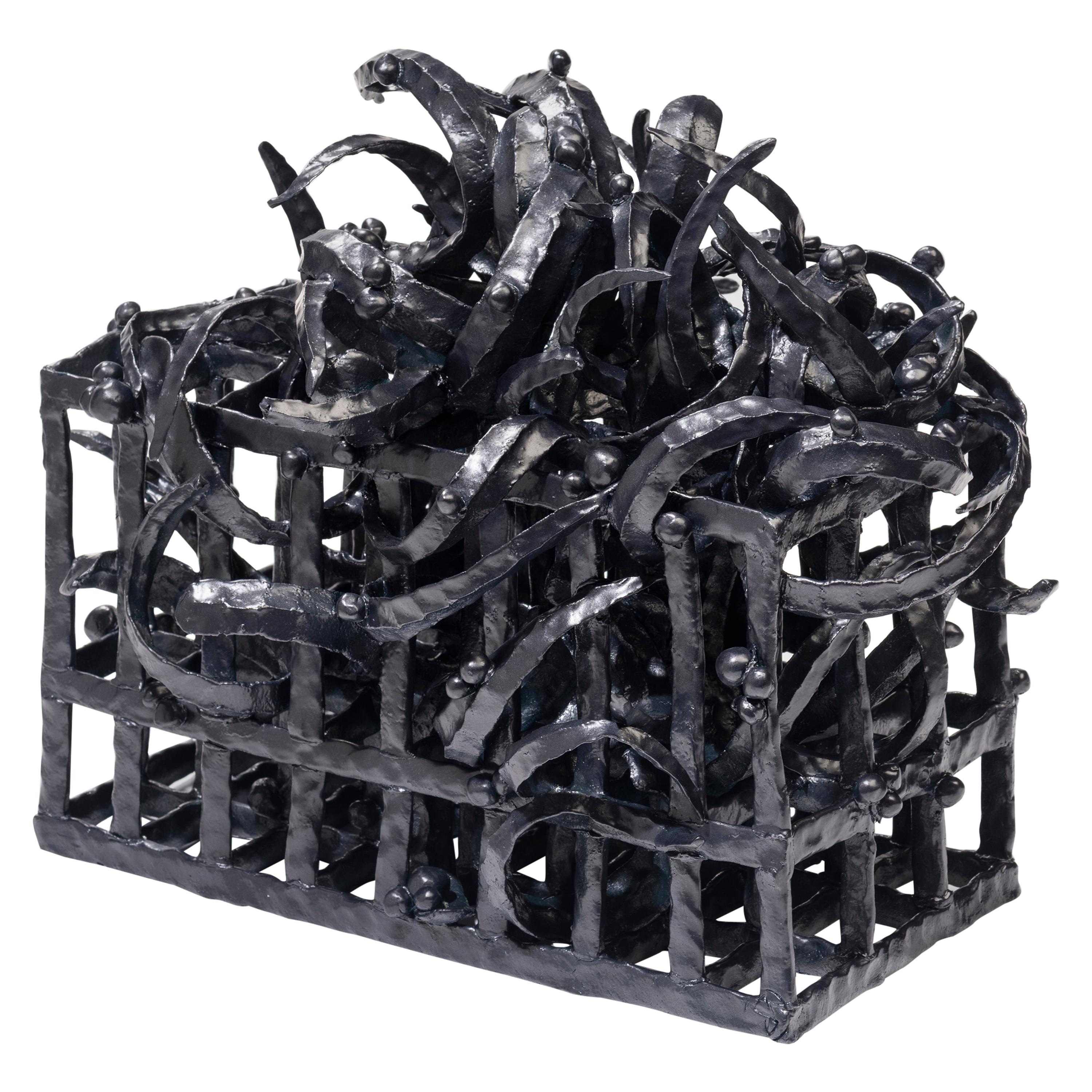 Joanna Poag Ceramic Binding Time 'Black Grid with Leaves' Sculpture ...