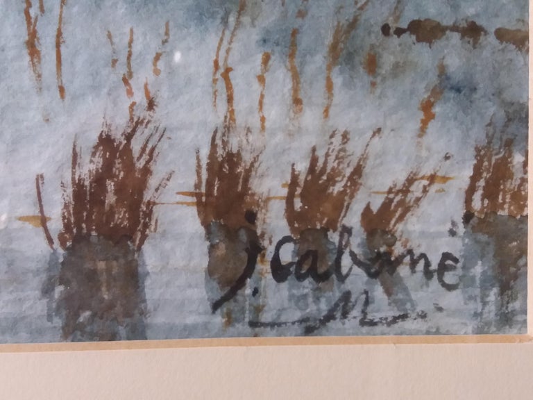 Joaquin Cabane - lake in the Pyrenees Landscape original watercolor ...