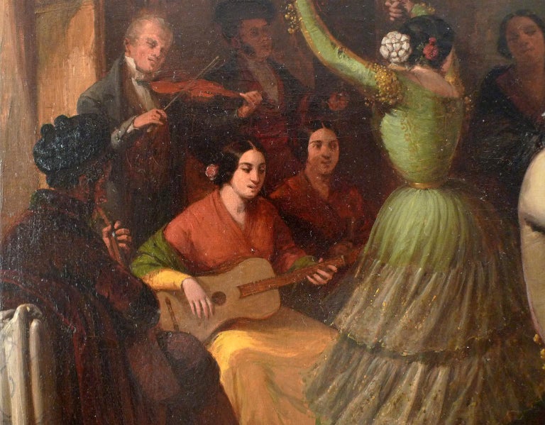 Joaquín Domínguez Bécquer - "Dancers in a Courtyard", 19th Century Oil ...