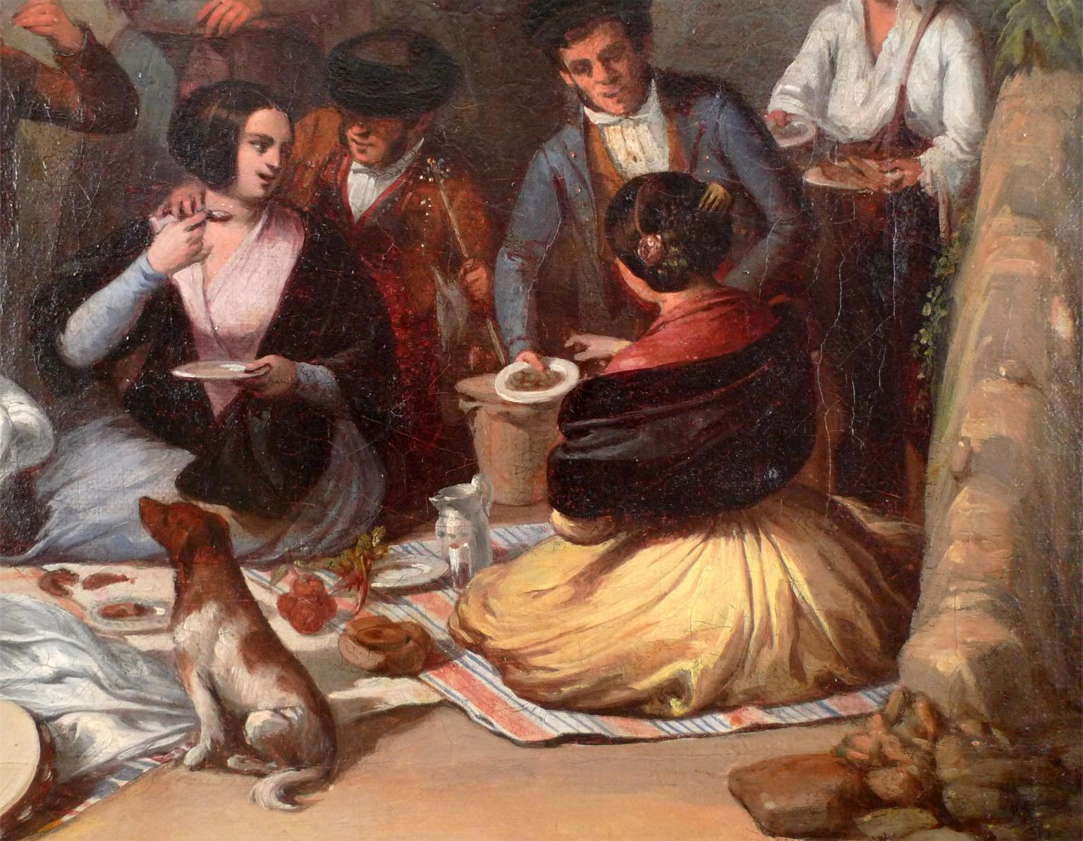 Joaquín Domínguez Bécquer - "The Picnic", 19th Century Oil on Canvas by ...