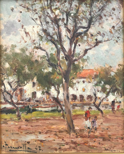Joaquin Terruella Matilla - Boats on the beach oil on cardboard ...