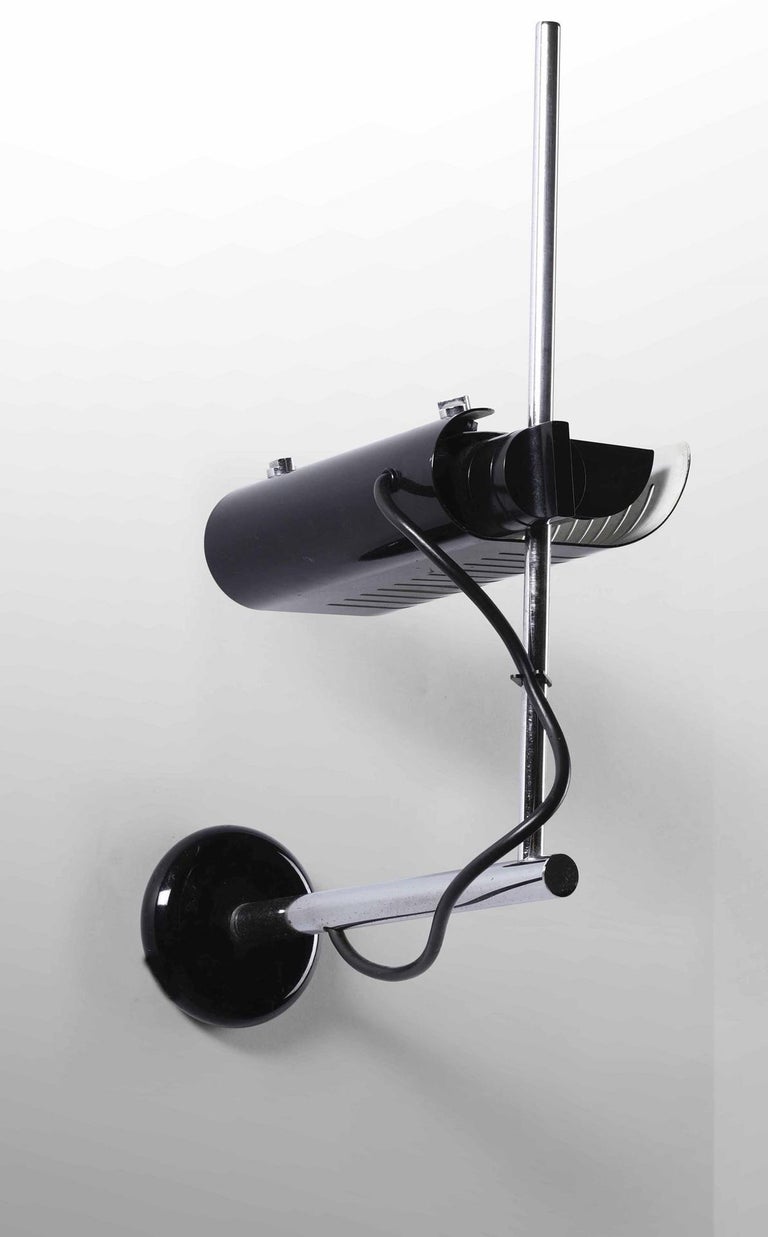 Joe Colombo Black Wall Lamp Colombo 671 Oluce Colombo Luce Serie, 1970s ...