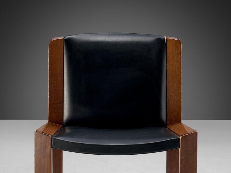 Joe Colombo for Pozzi Pair of '300' Dining Chairs in Black Leather For ...