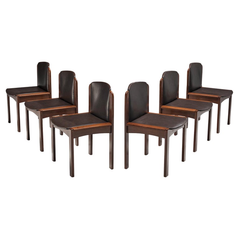 Joe Colombo for Pozzi Set of Six '300' Dining Chairs in Dark Brown ...
