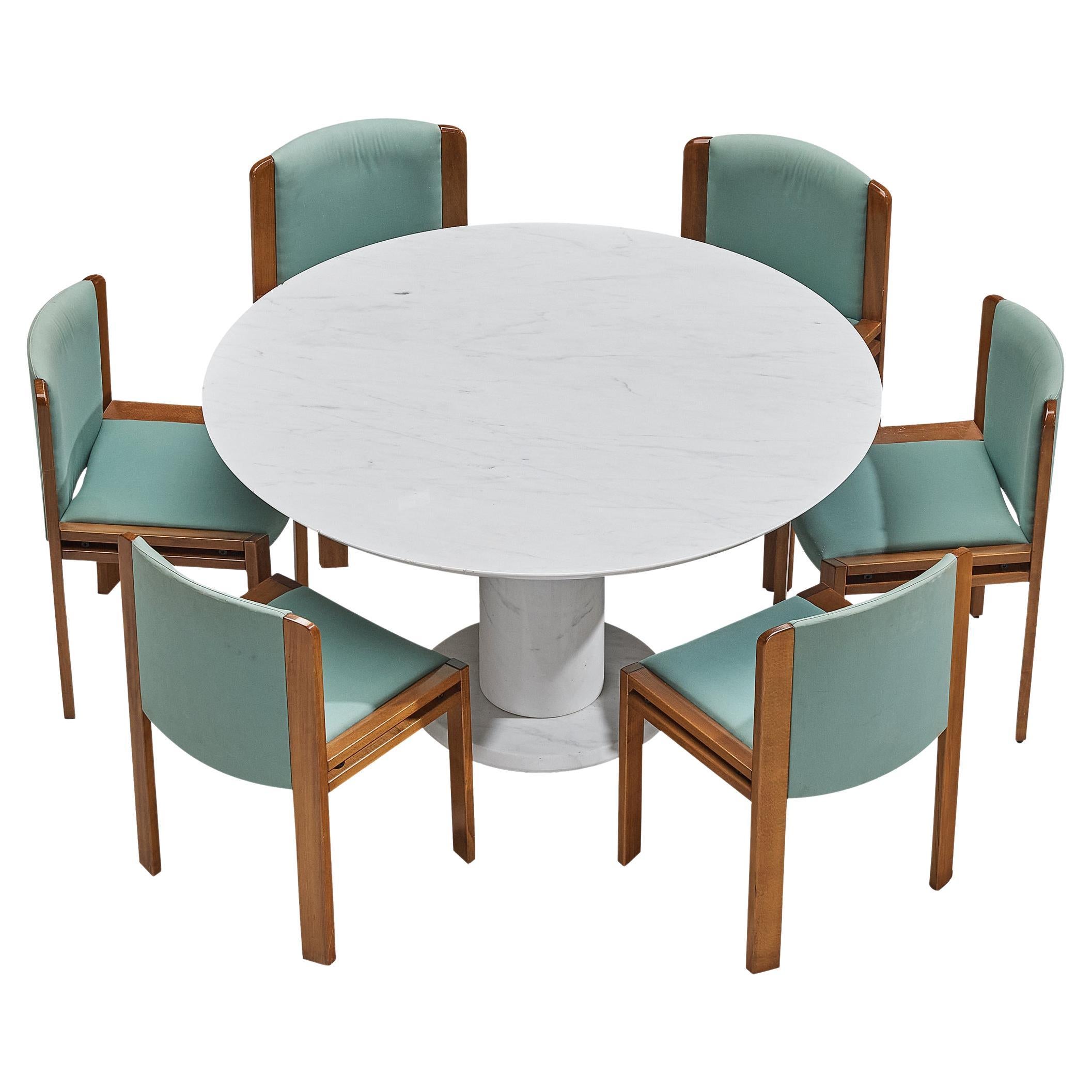 Joe Colombo for Pozzi Set of Six Dining Chairs with Italian Marble ...